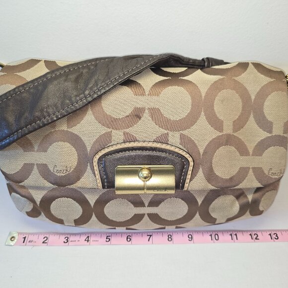 Coach | Bags | Coach Brown And Gold Logo Clutchbag | Poshmark